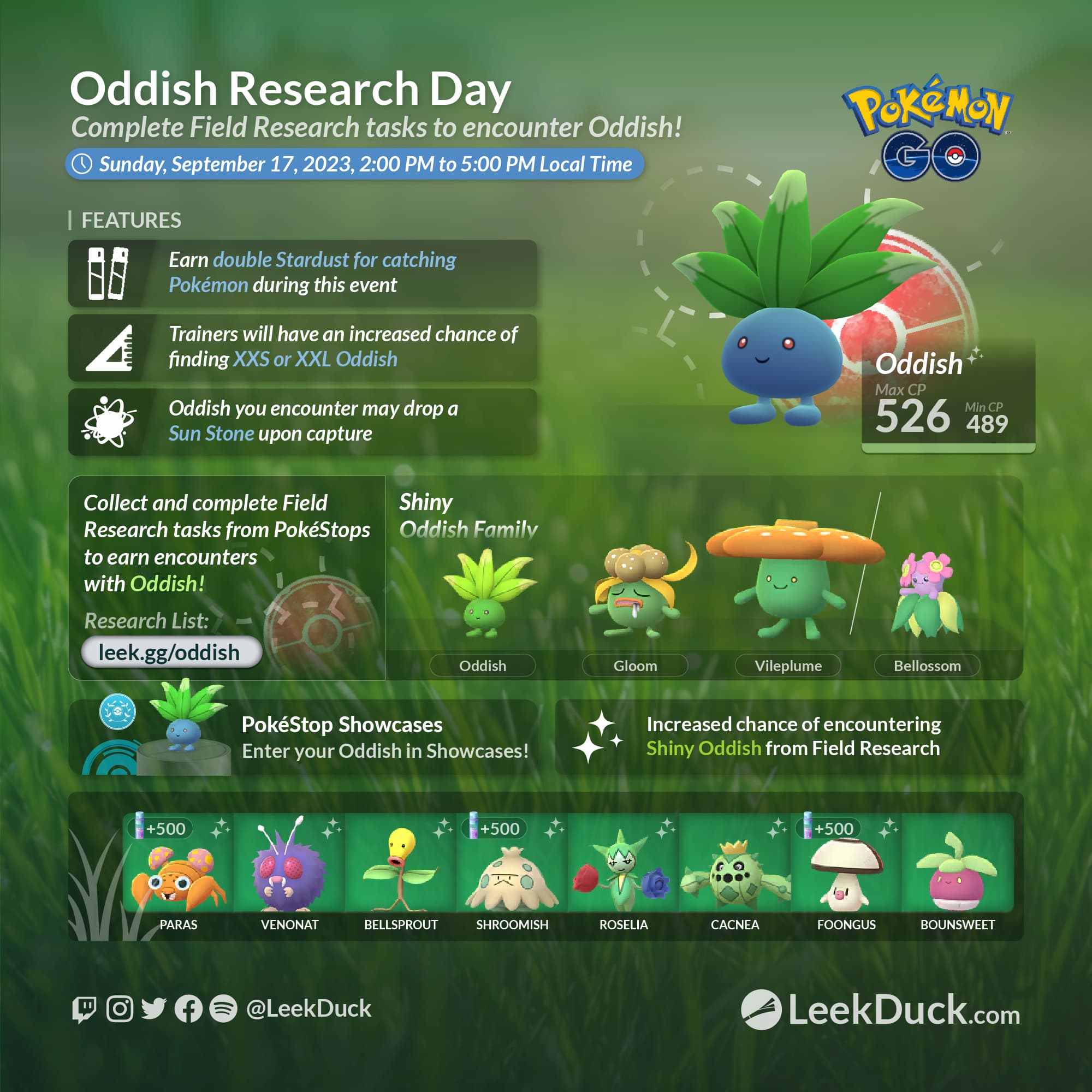 Oddish Research Day - Leek Duck | Pokémon GO News and Resources