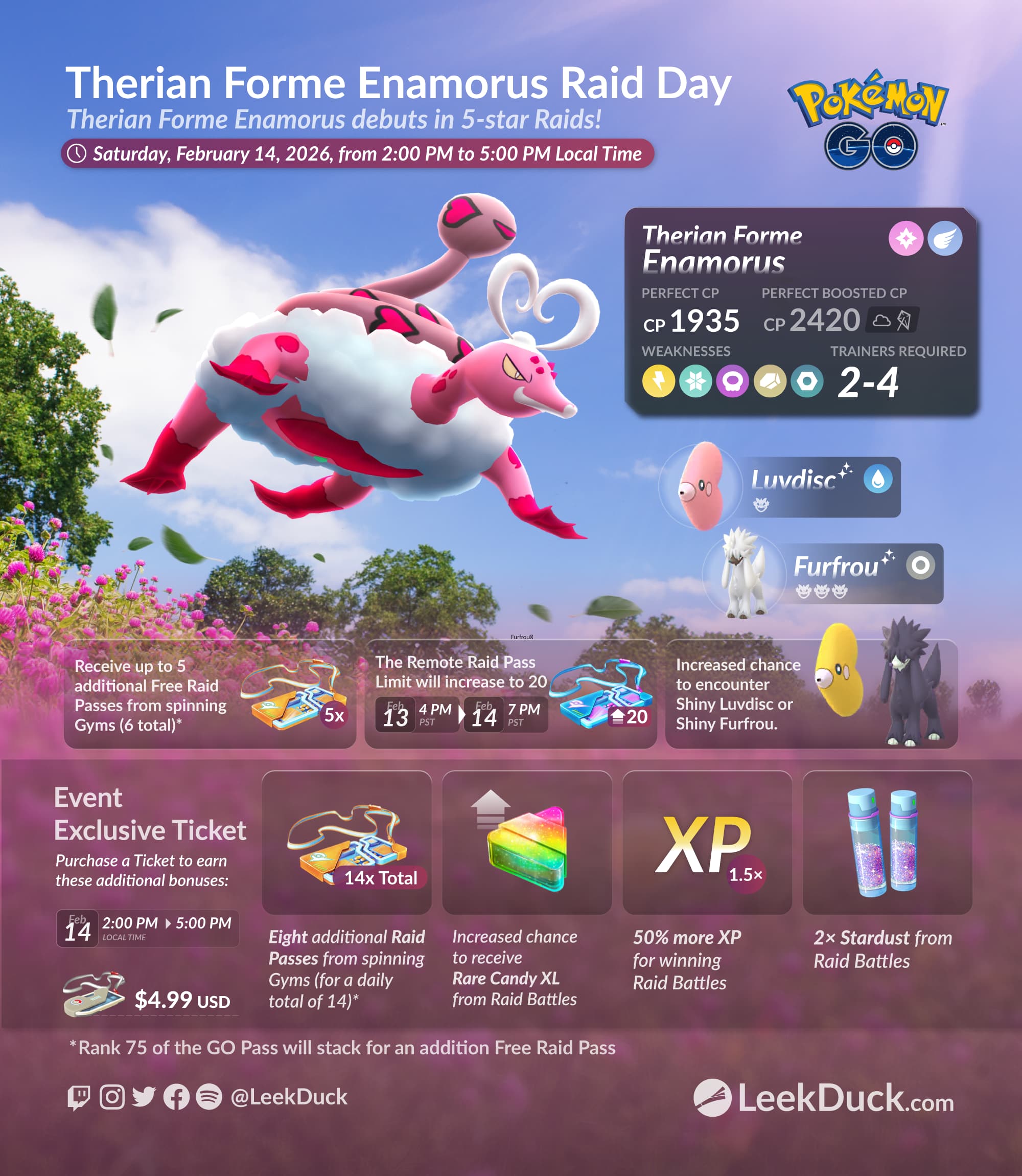 Therian Forme Enamorus Raid Day - Leek Duck | Pokémon GO News and Resources