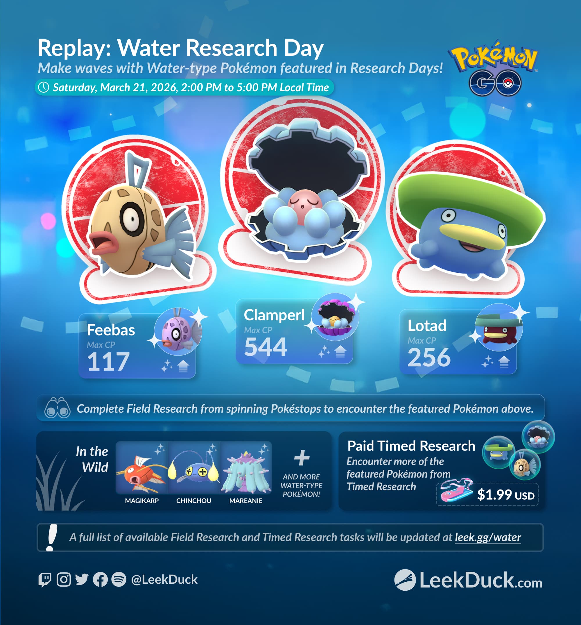 Replay: Water Research Day - Leek Duck | Pokémon GO News and Resources