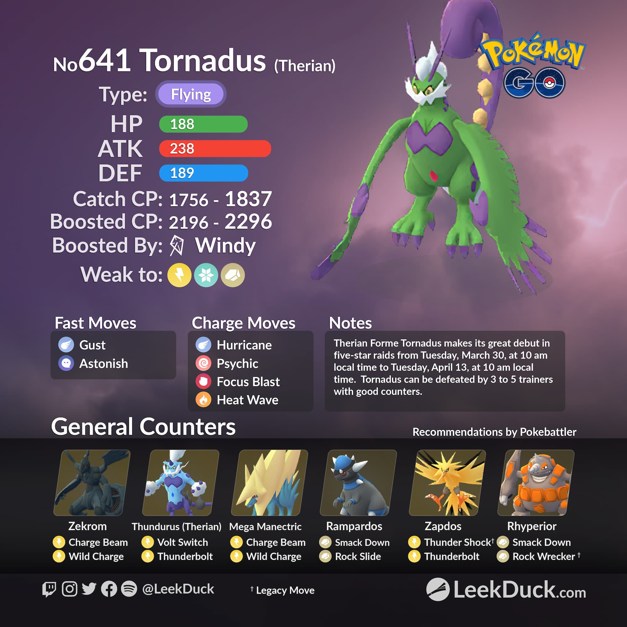 Therian Forme Tornadus Debuts in Raids - Leek Duck | Pokémon GO News ...