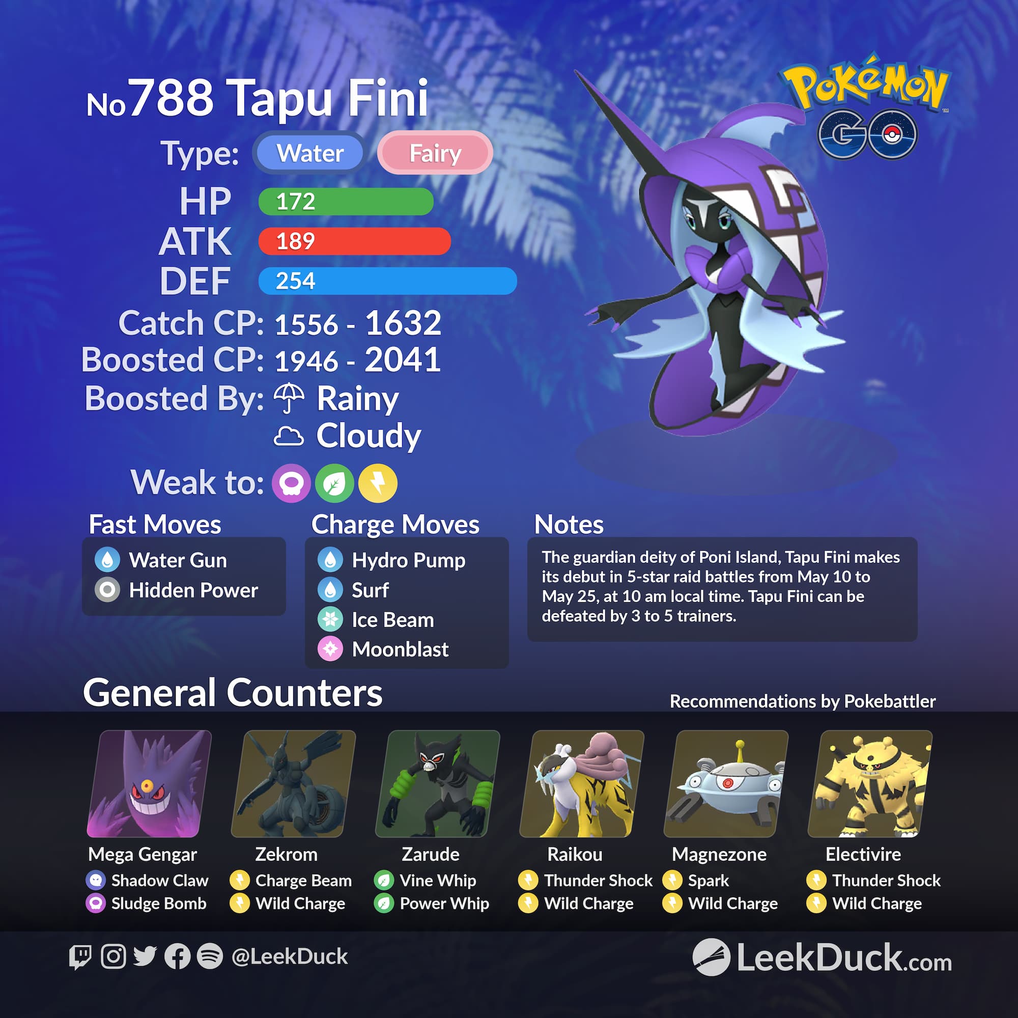 Tapu Fini debuts in 5-star Raid Battles - Leek Duck | Pokémon GO News ...