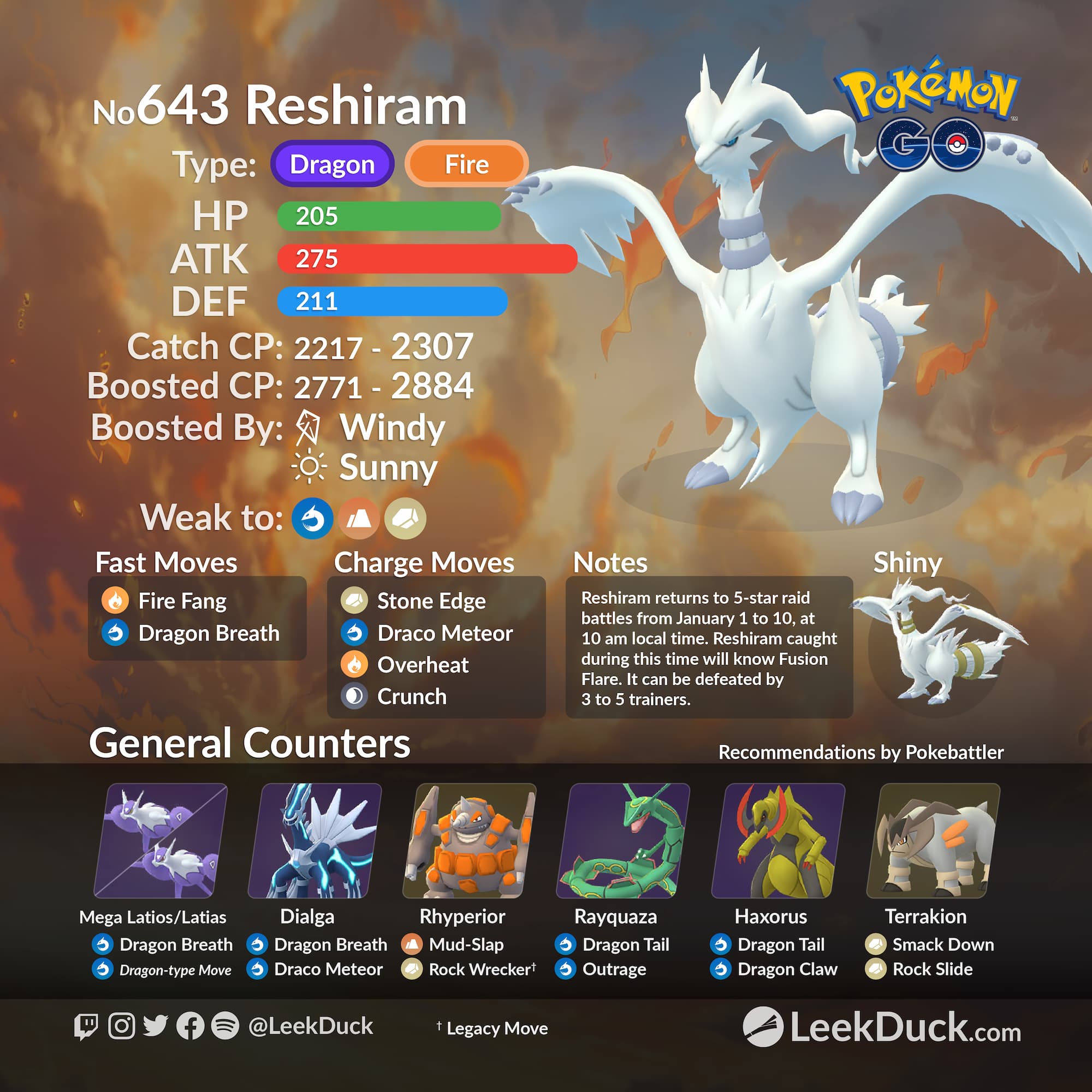 Reshiram in 5-star Raid Battles - Leek Duck | Pokémon GO News and Resources