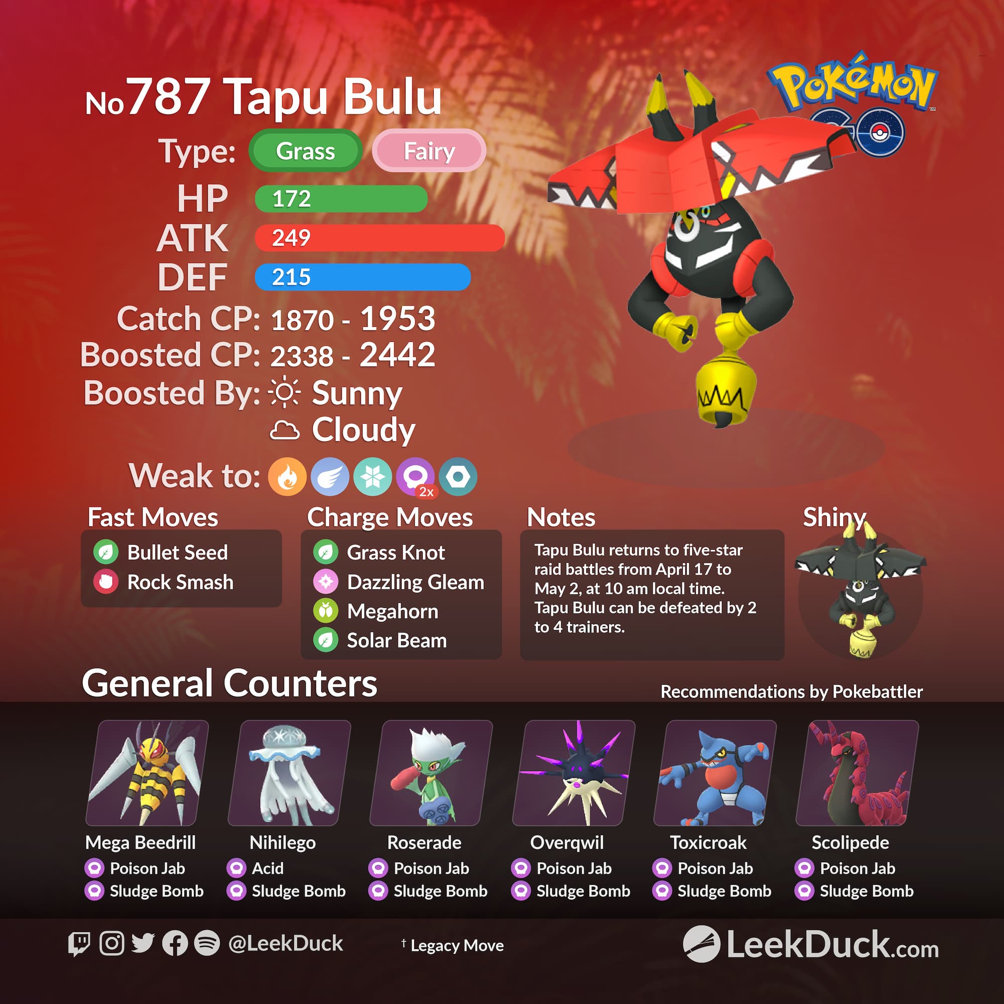 Tapu Bulu in 5-star Raid Battles - Leek Duck | Pokémon GO News and ...