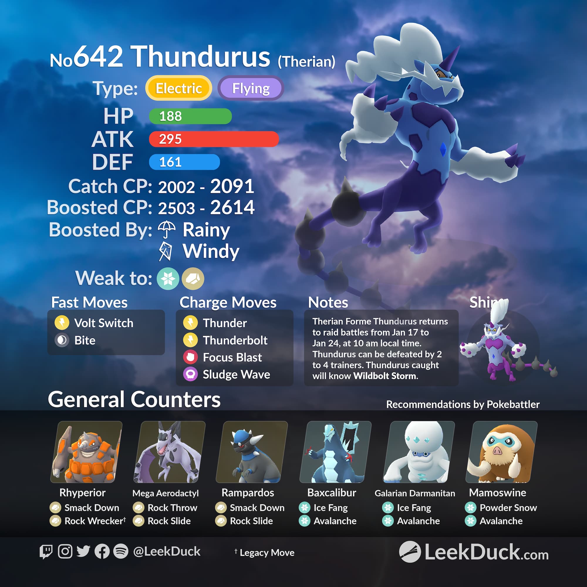 Thundurus (Therian Forme) in 5-star Raid Battles - Leek Duck | Pokémon ...