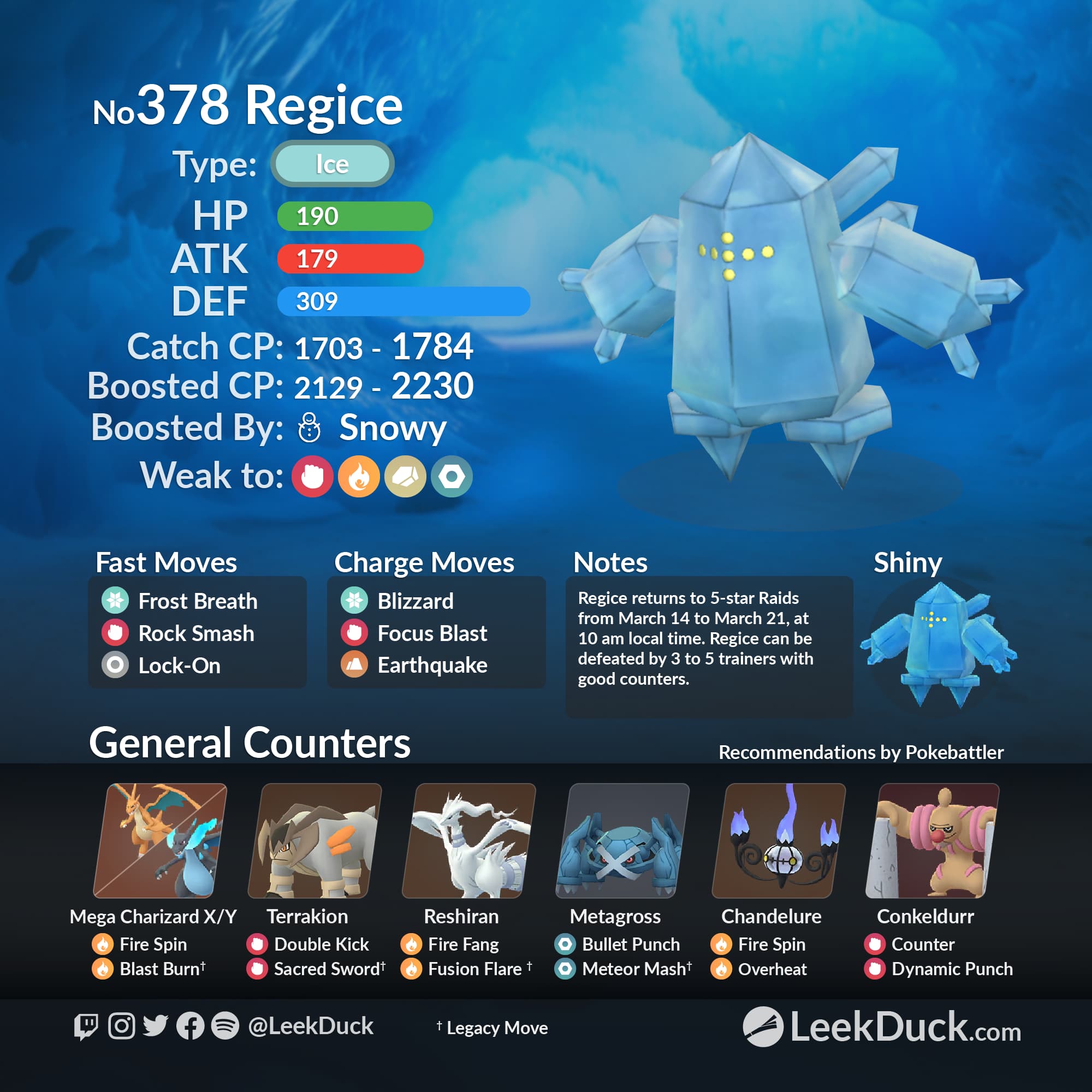 Regice in 5-star Raid Battles - Leek Duck | Pokémon GO News and Resources