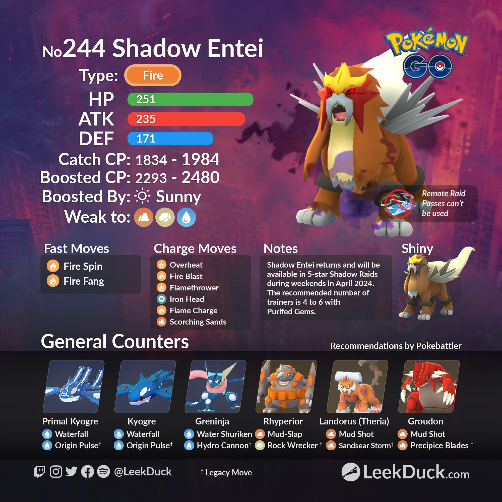 Shadow Entei in Shadow Raids - Leek Duck | Pokémon GO News and Resources