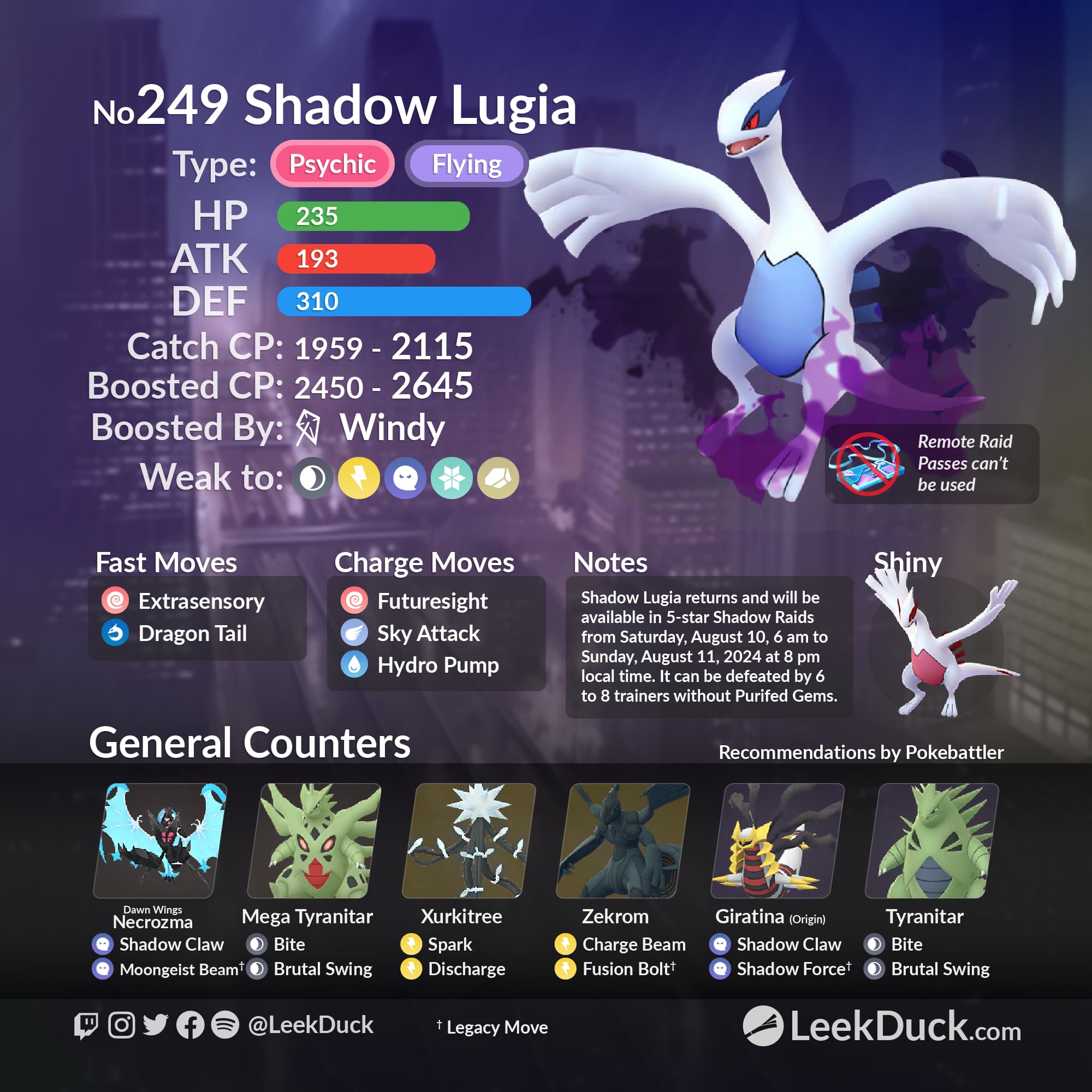 Shadow Lugia in Shadow Raids - Leek Duck | Pokémon GO News and Resources