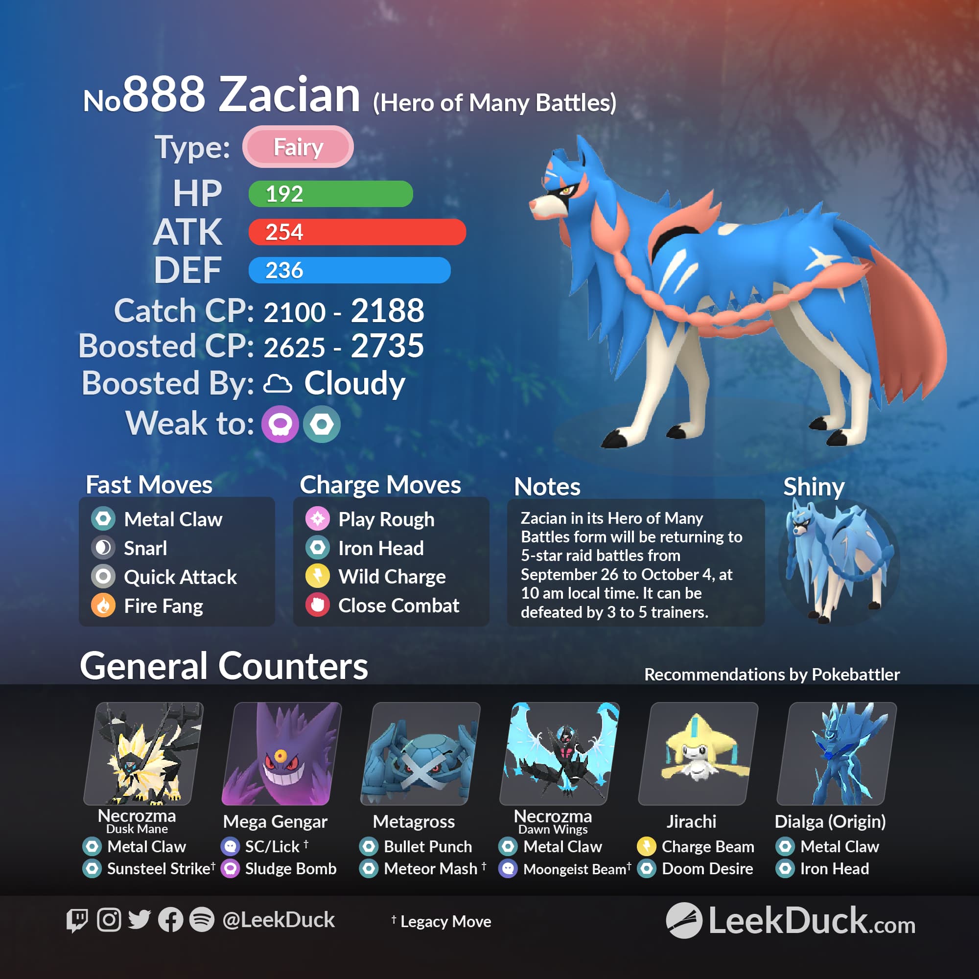 Zacian in 5-star Raid Battles - Leek Duck | Pokémon GO News and Resources