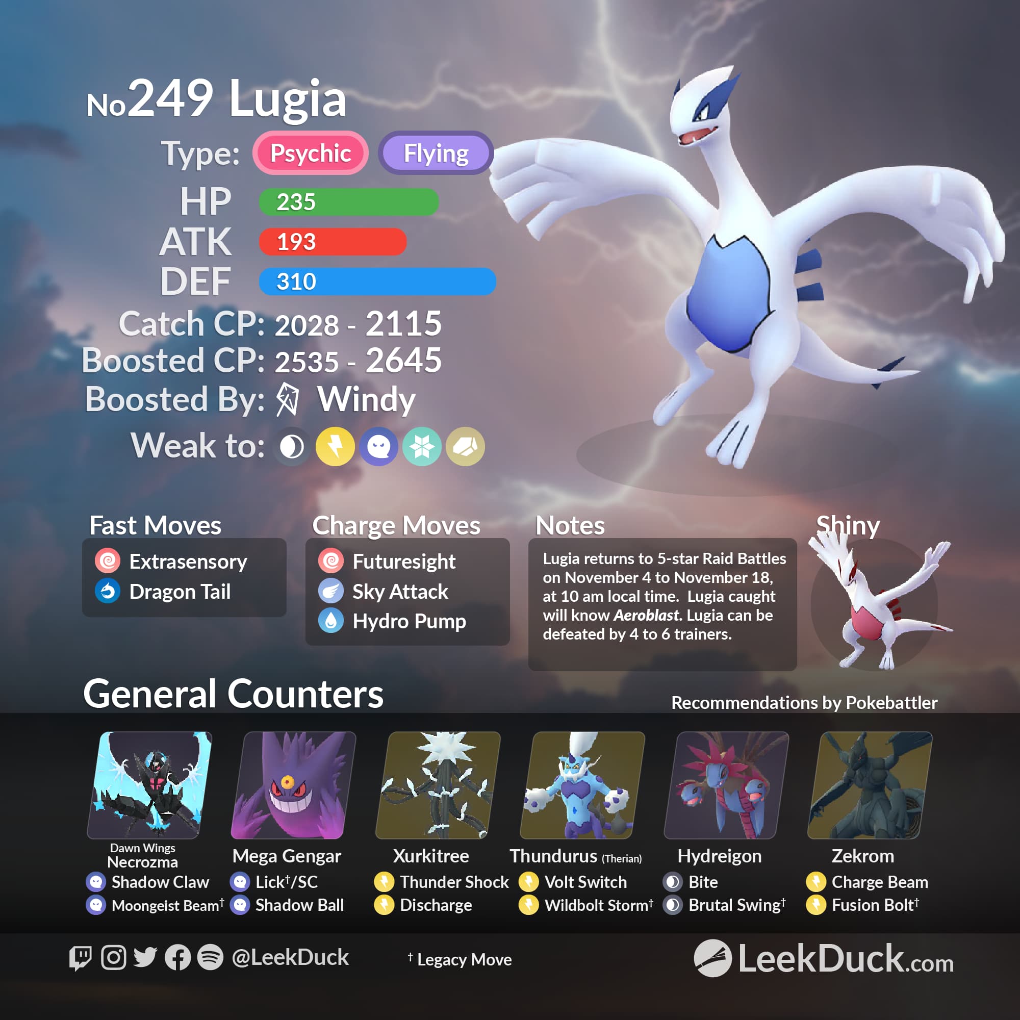 Lugia in 5-star Raid Battles - Leek Duck | Pokémon GO News and Resources