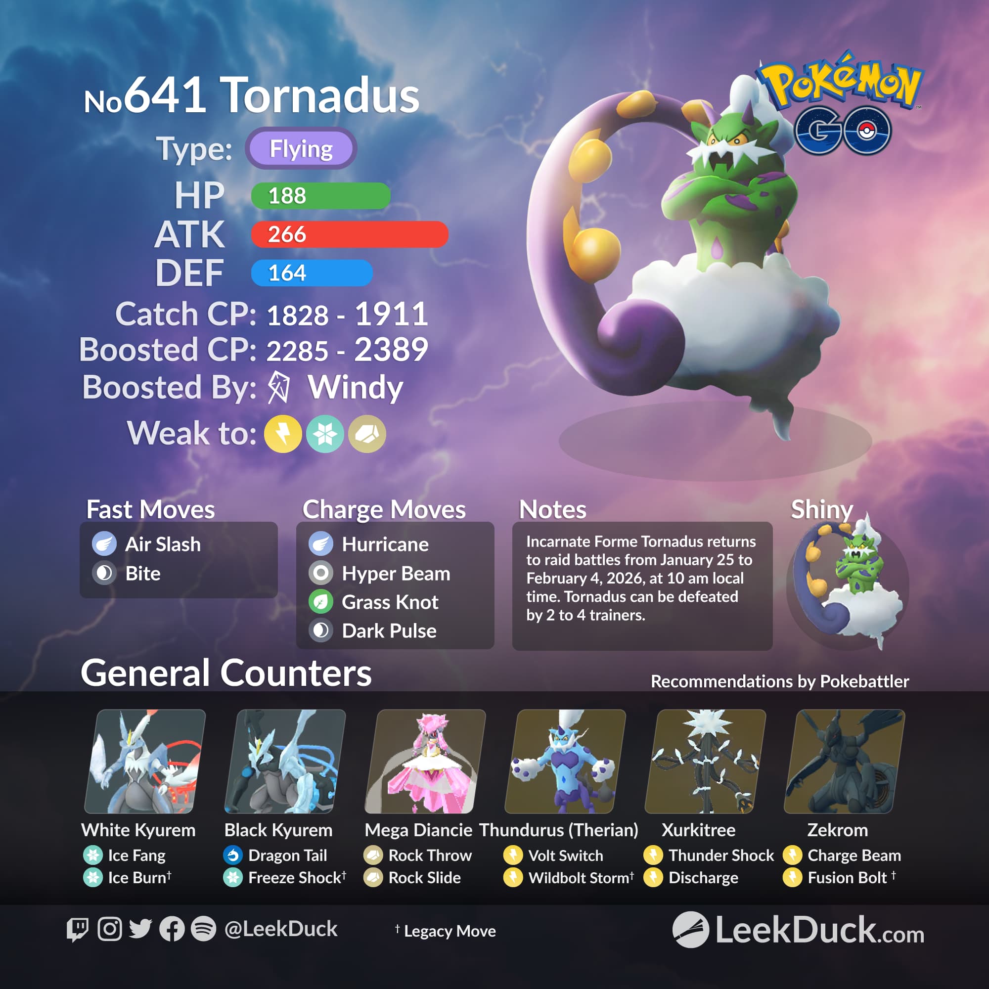 Tornadus (Incarnate Forme) in 5-star Raid Battles - Leek Duck | Pokémon ...