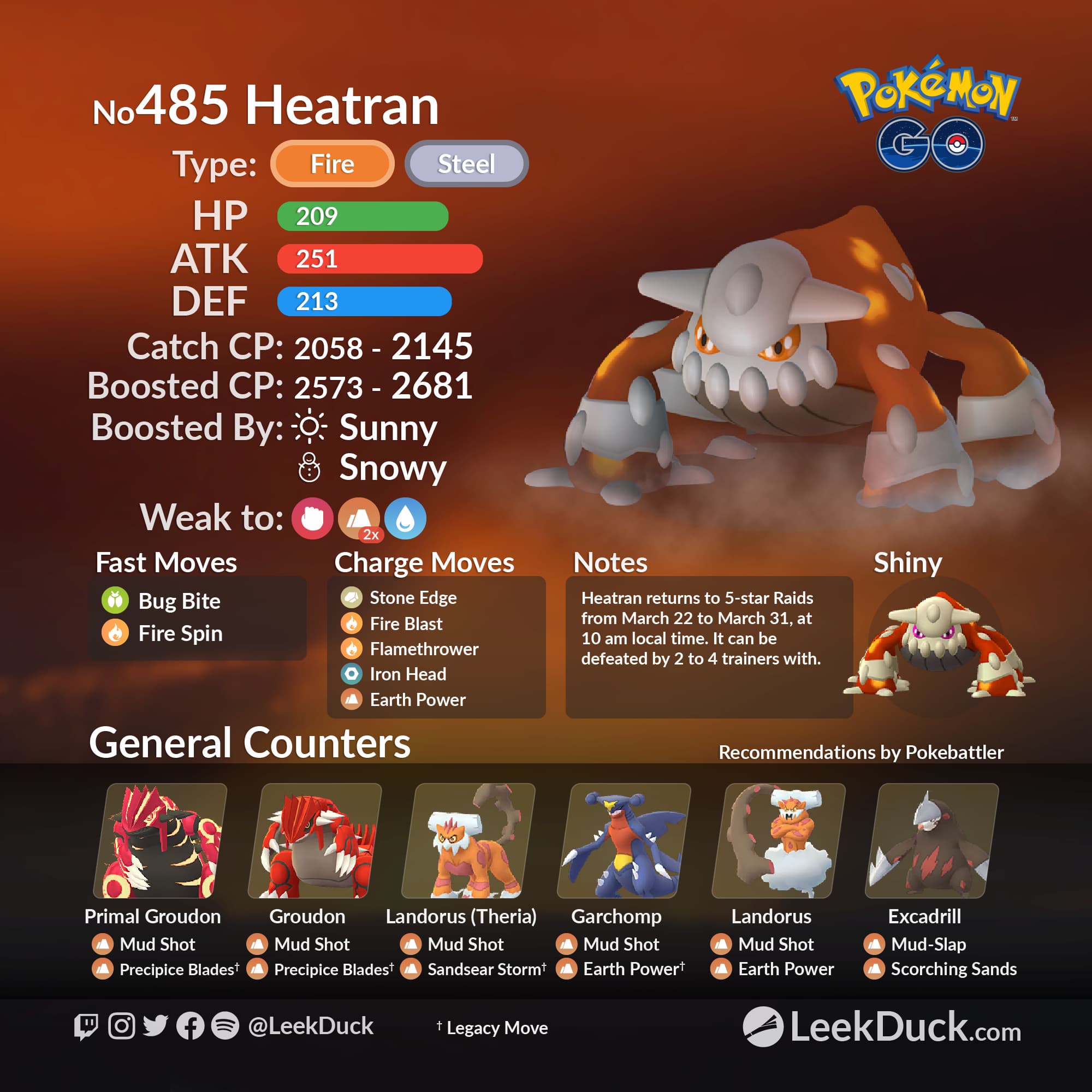 Heatran in 5-star Raid Battles - Leek Duck | Pokémon GO News and Resources