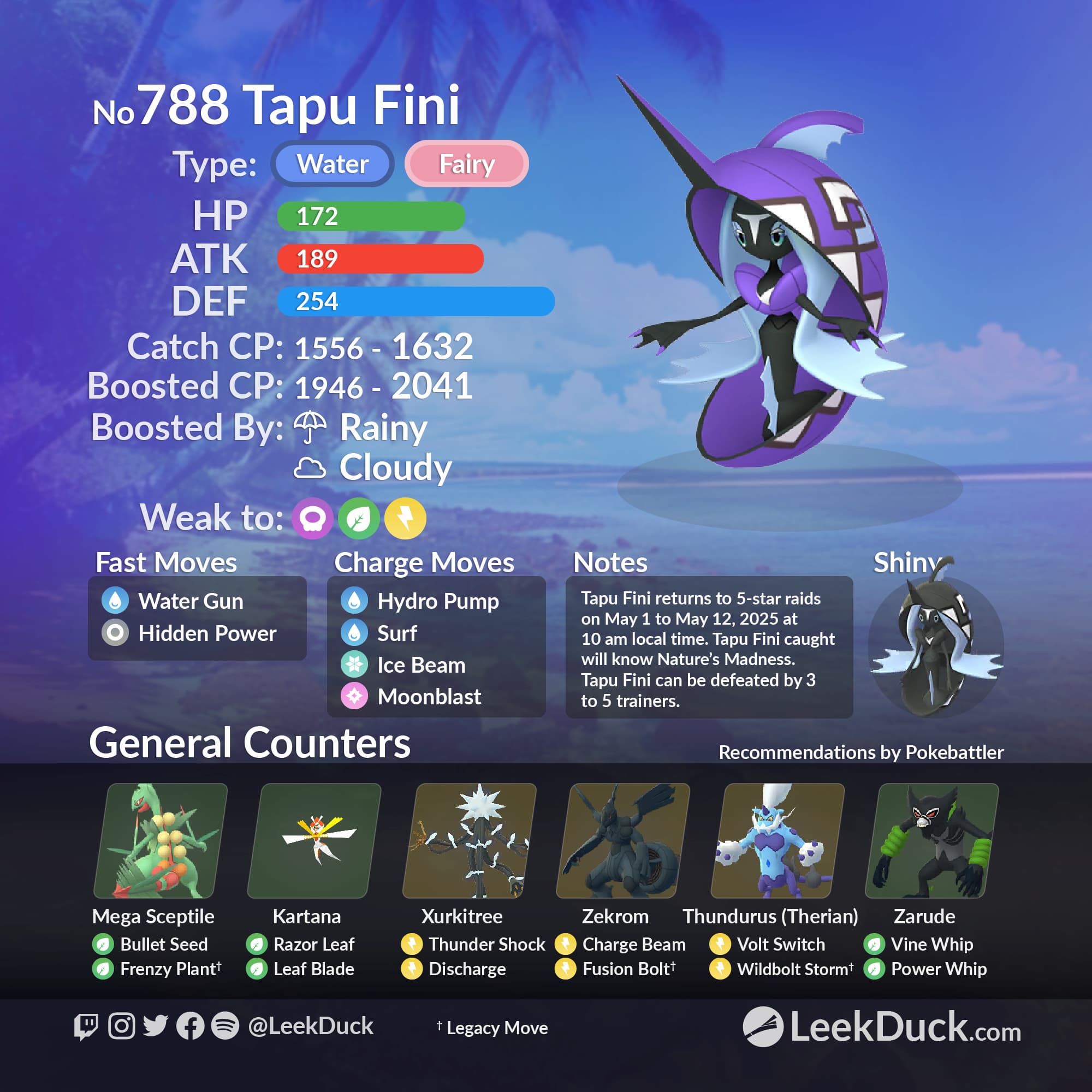 Tapu Fini in 5-star Raid Battles - Leek Duck | Pokémon GO News and ...
