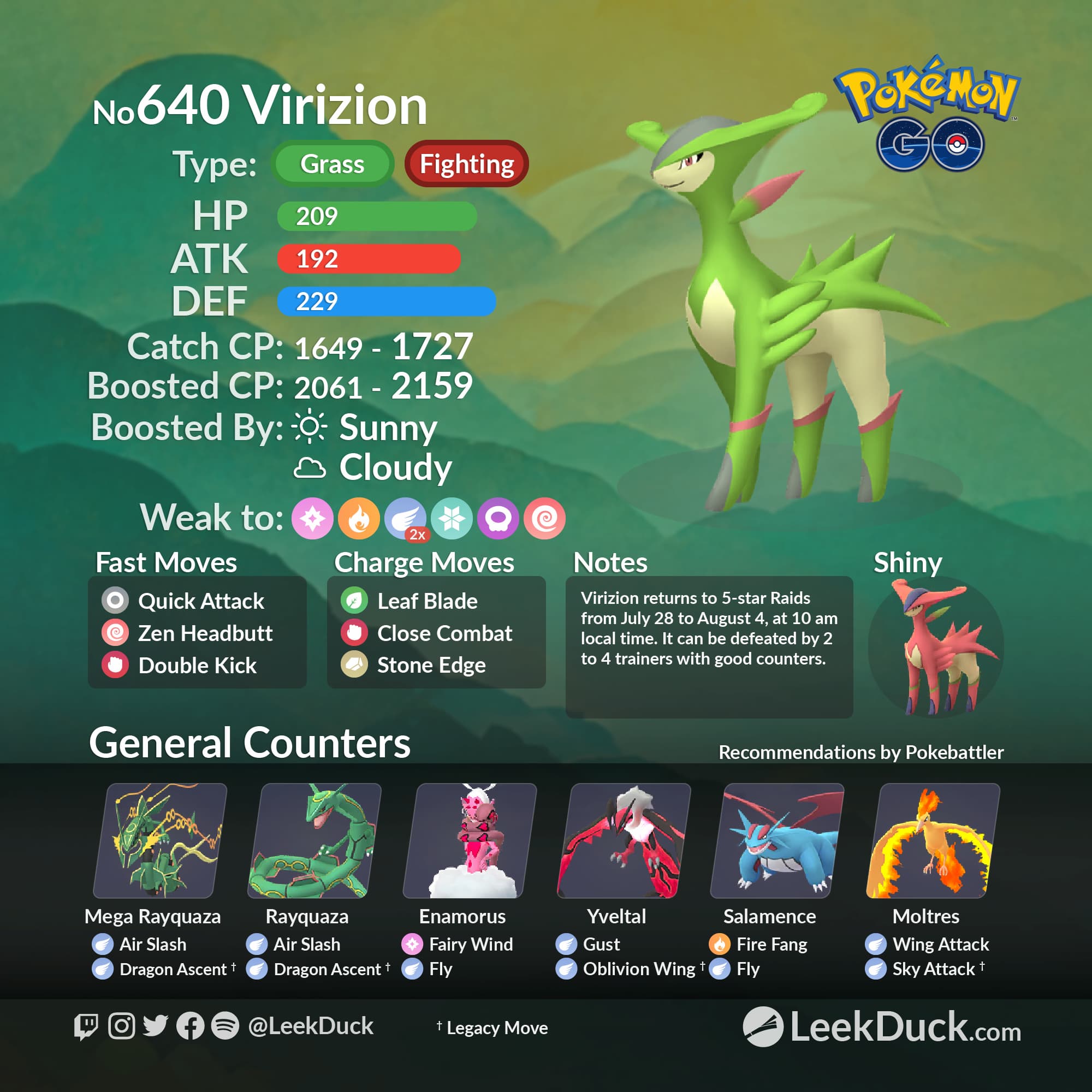 Virizion in 5-star Raid Battles - Leek Duck | Pokémon GO News and Resources